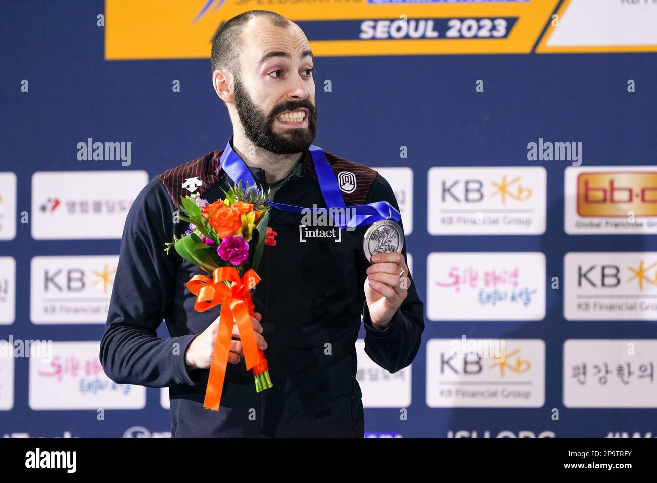 SEOUL, KOREA - MARCH 11: Steven Dubois of Canada during the podium ...