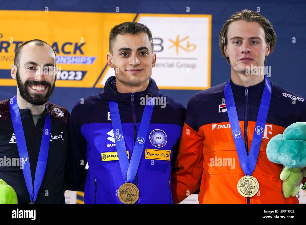 SEOUL, KOREA - MARCH 11: Steven Dubois of Canada, Pietro Sighel of ...