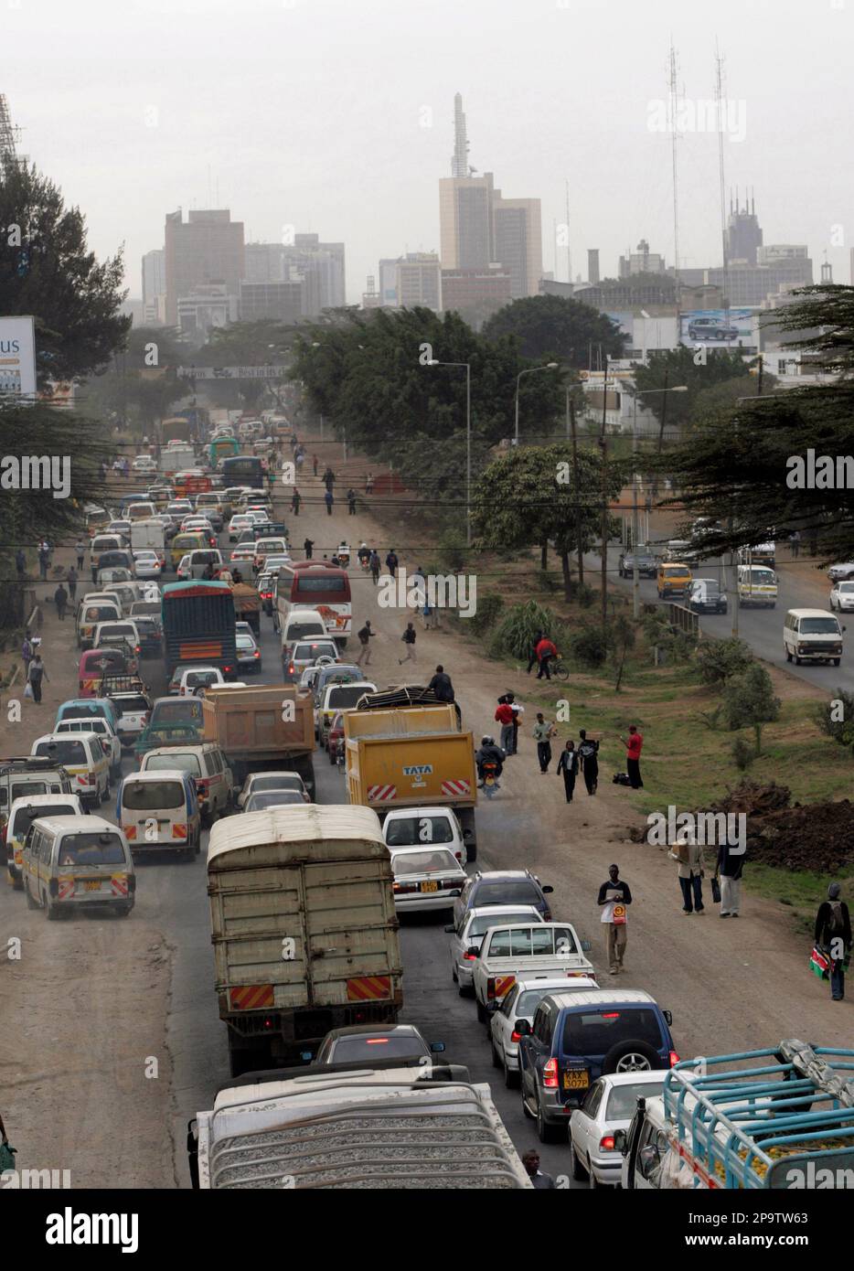 ** APN ADVANCE FOR SUNDAY, AUG. 3 **Downtown Nairobi, background, is ...