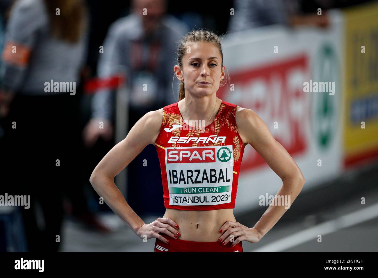 Istanbul, Turkey, 4 March 2023. Lorea Ibarzabal of Spain reacts in 800m ...