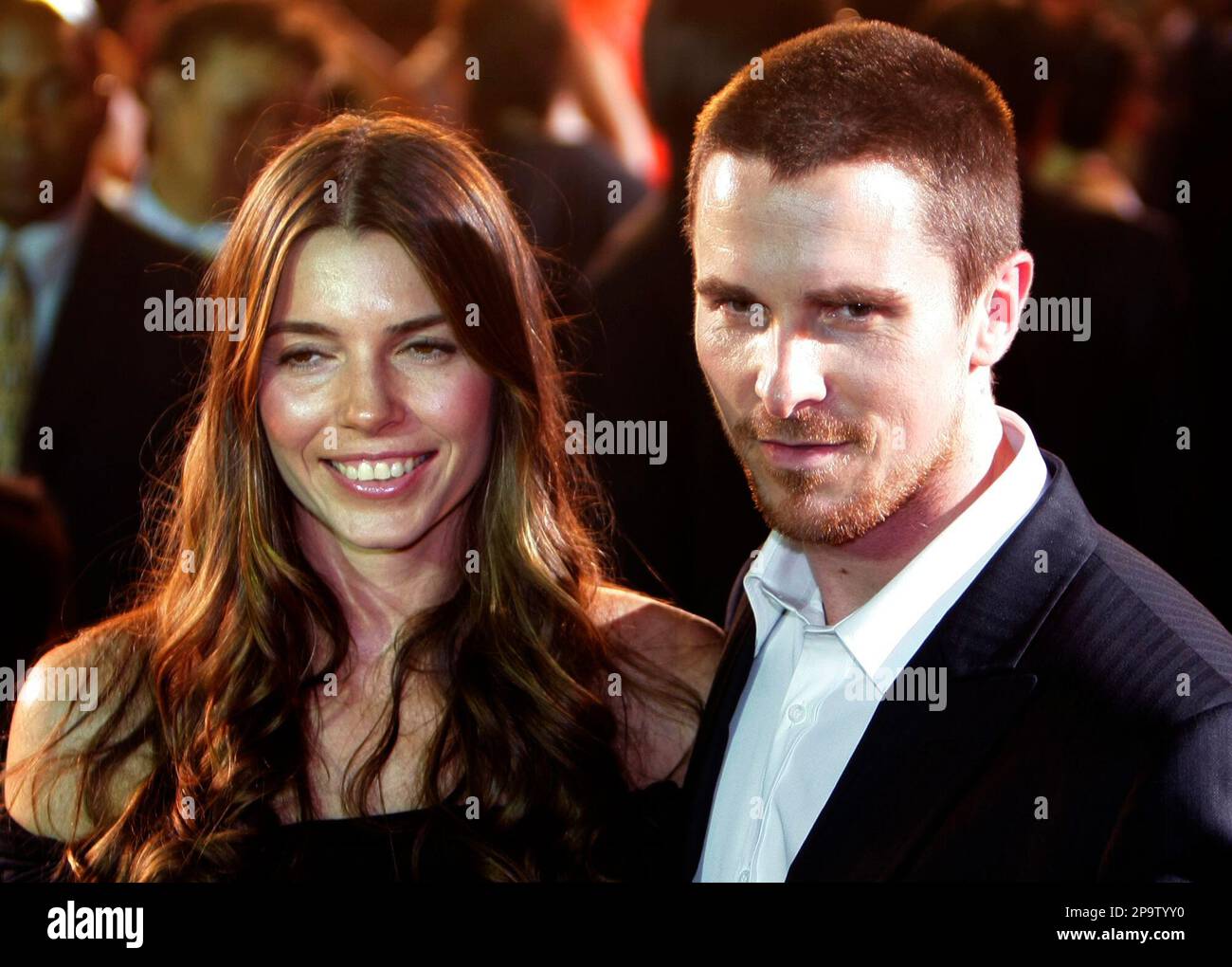 Actor Christian Bale, right, and his wife, Sibi Blazic, pose for ...
