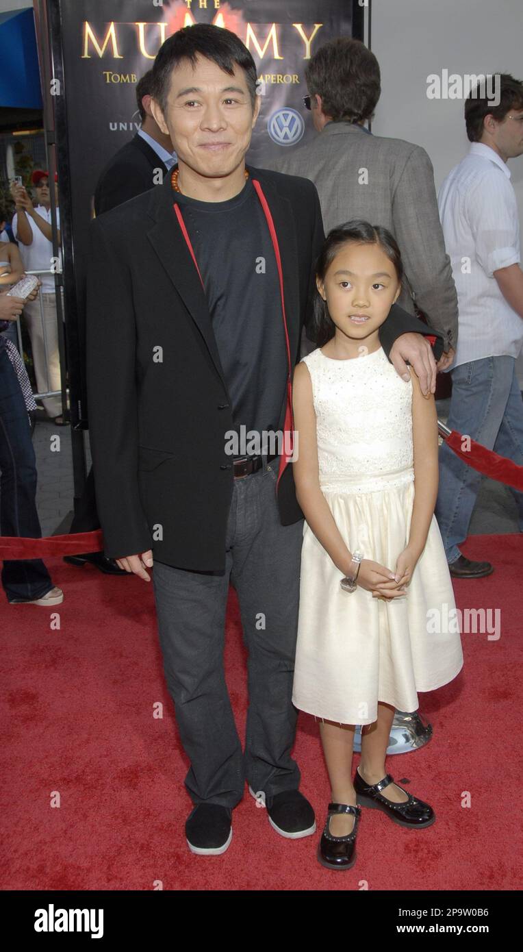 Actor Jet Li and his daughter Jane Li pose on the press line at the ...