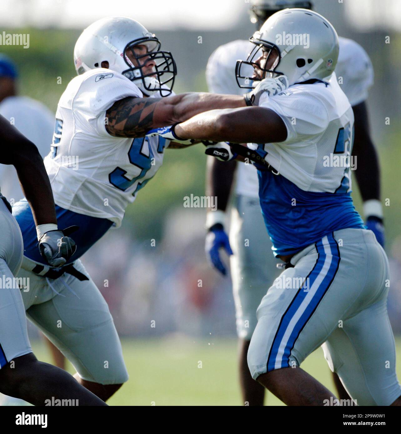 In this July 26, 2008 photo, Detroit Lions defensive ends Ikaika Alama ...