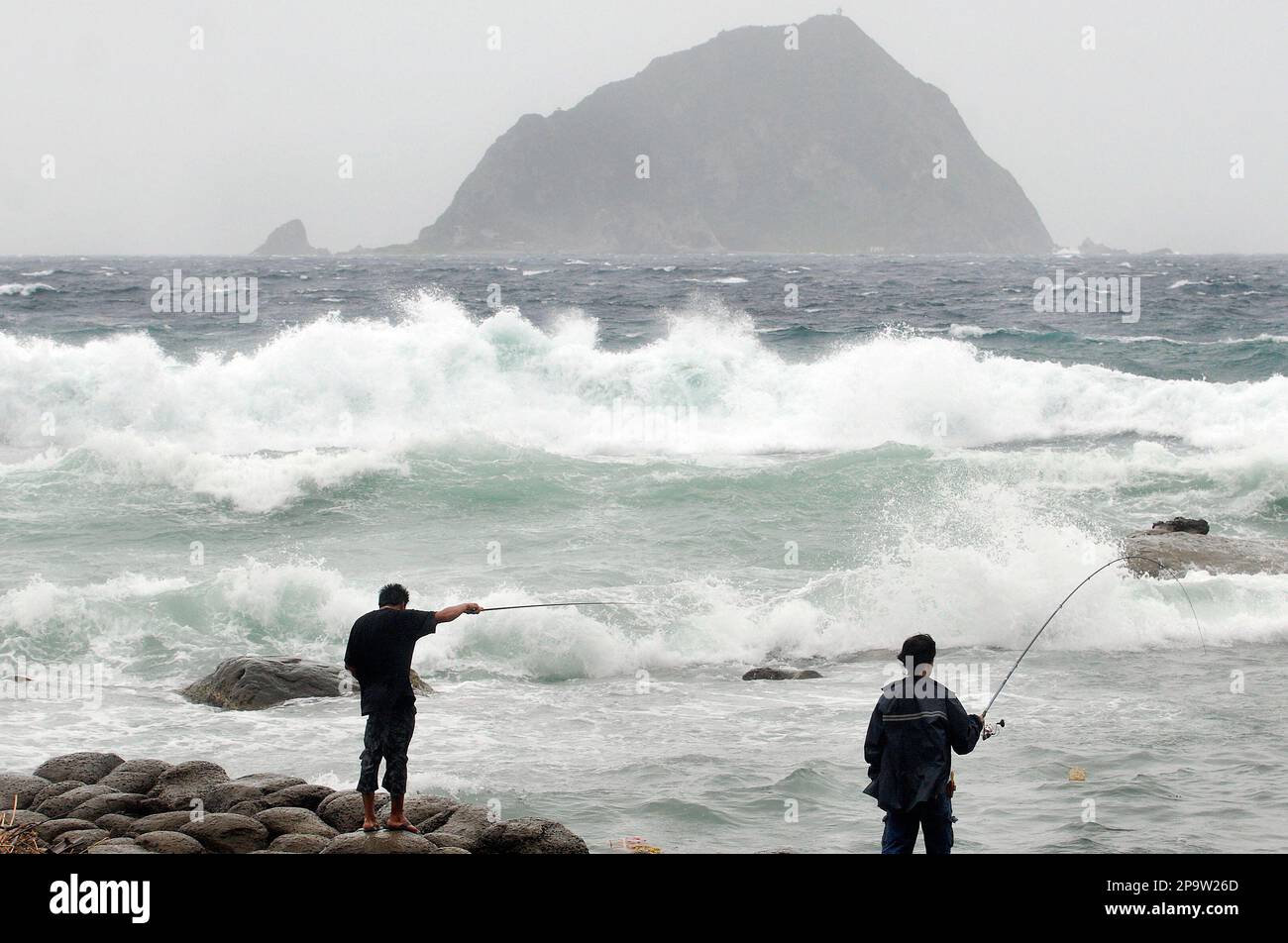 Taiwanese fish with the winds of approaching Typhoon Fung Wong in ...
