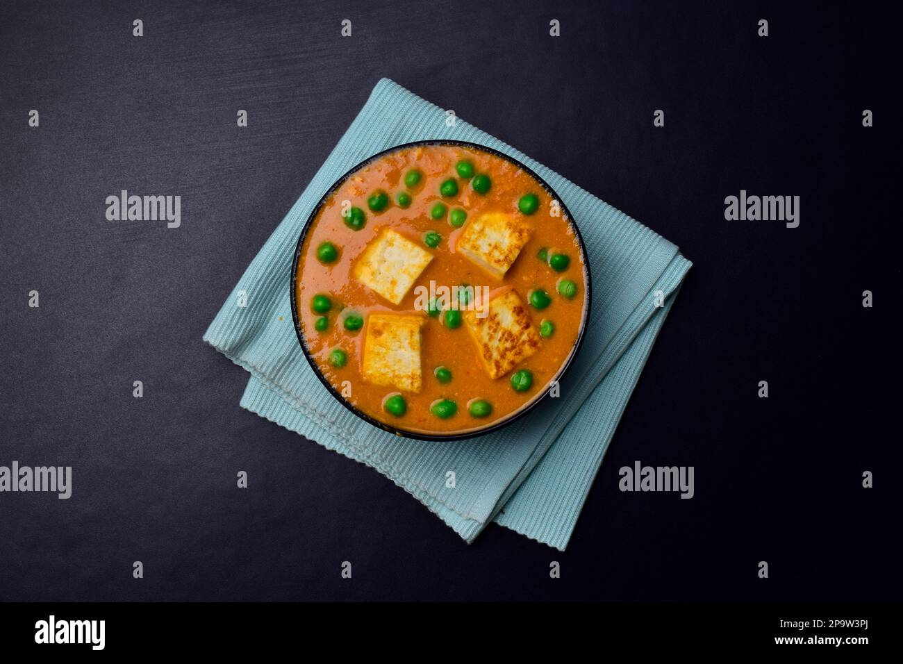 Top view of Matar paneer in Bowl, indian healthy food Stock Photo - Alamy