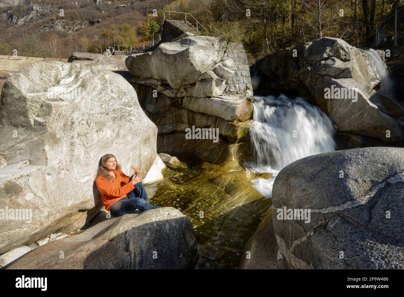 Female hiker resting river during hi-res stock photography and images ...