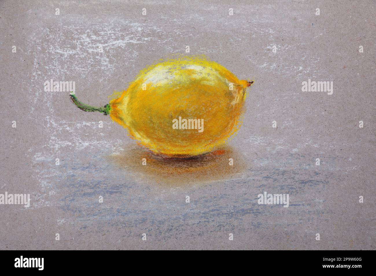 Pastel drawing of lemon on light background Stock Photo - Alamy