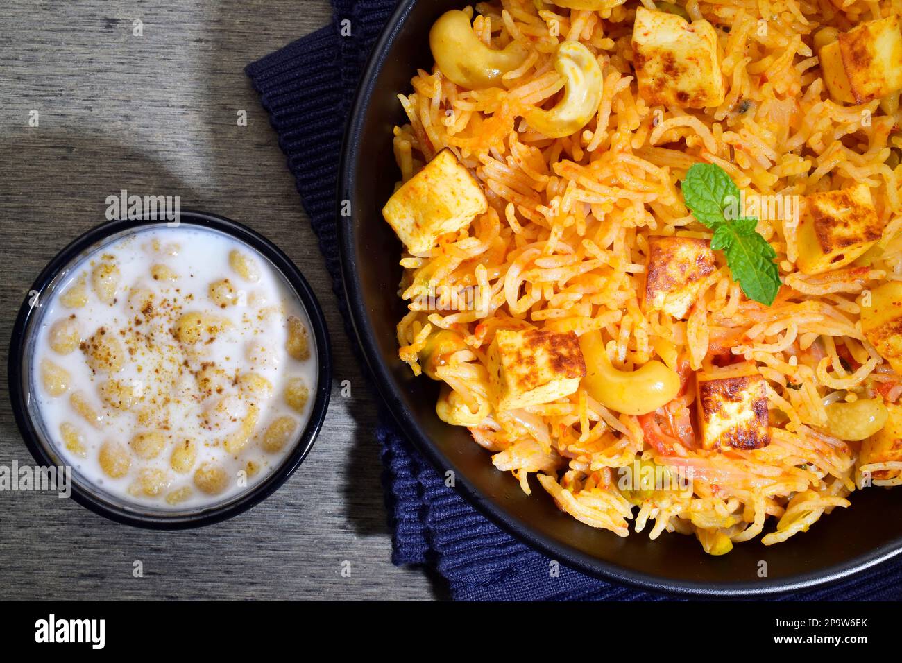 Pulao served with raita top view, healthy indian food Stock Photo - Alamy