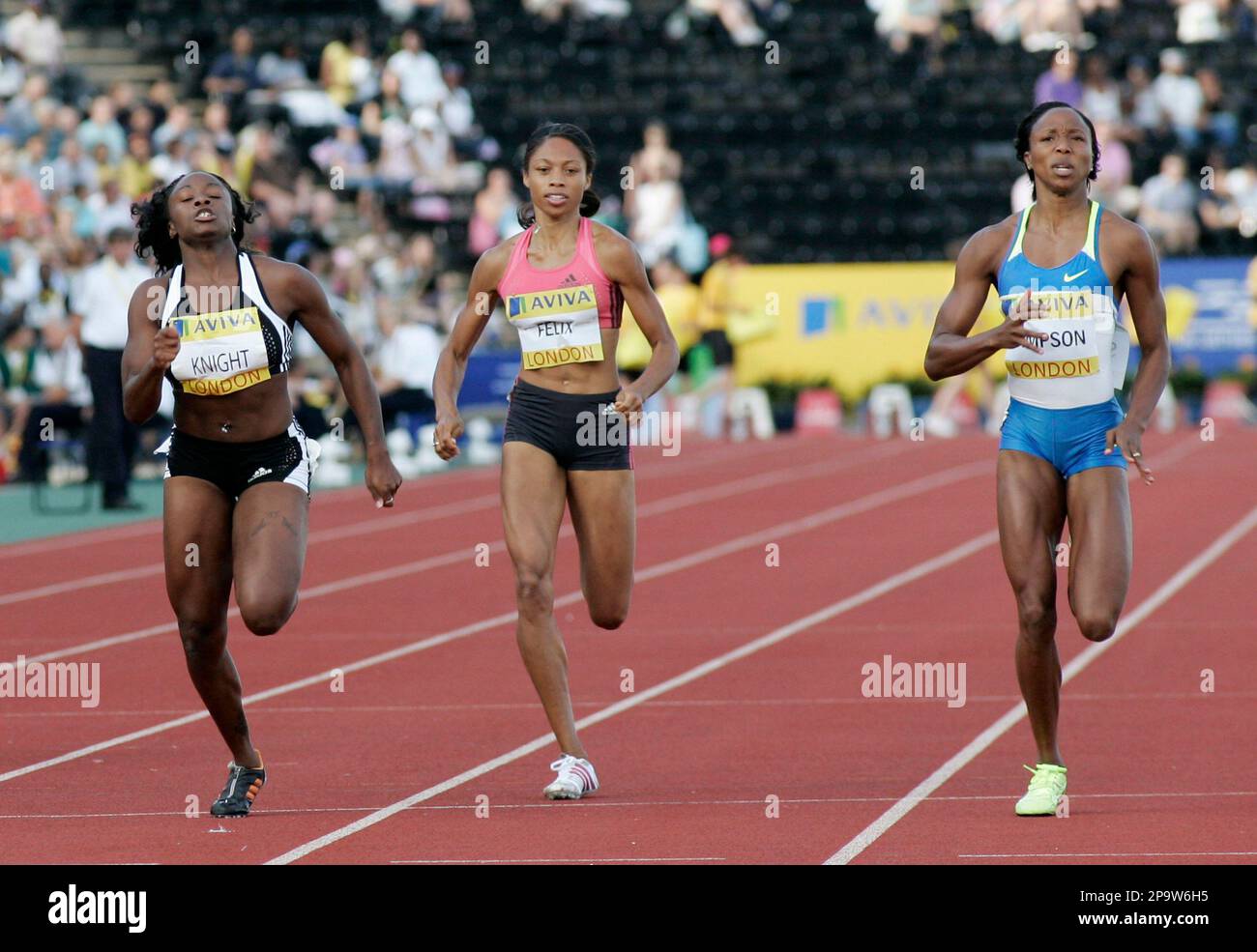 Bianca Knight of United States, left, Allyson Felix of United States ...