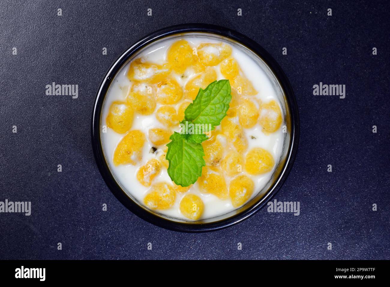 Top view of raita in katori, indian food boondi raita Stock Photo - Alamy
