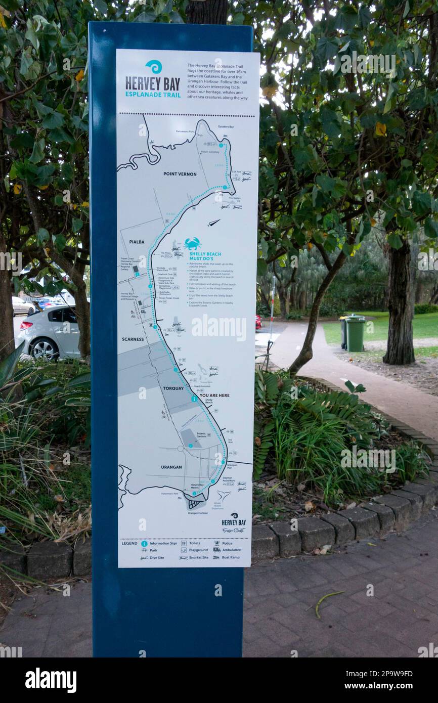 Information board in Torquay, Hervey Bay, Queensland, Australia Stock ...