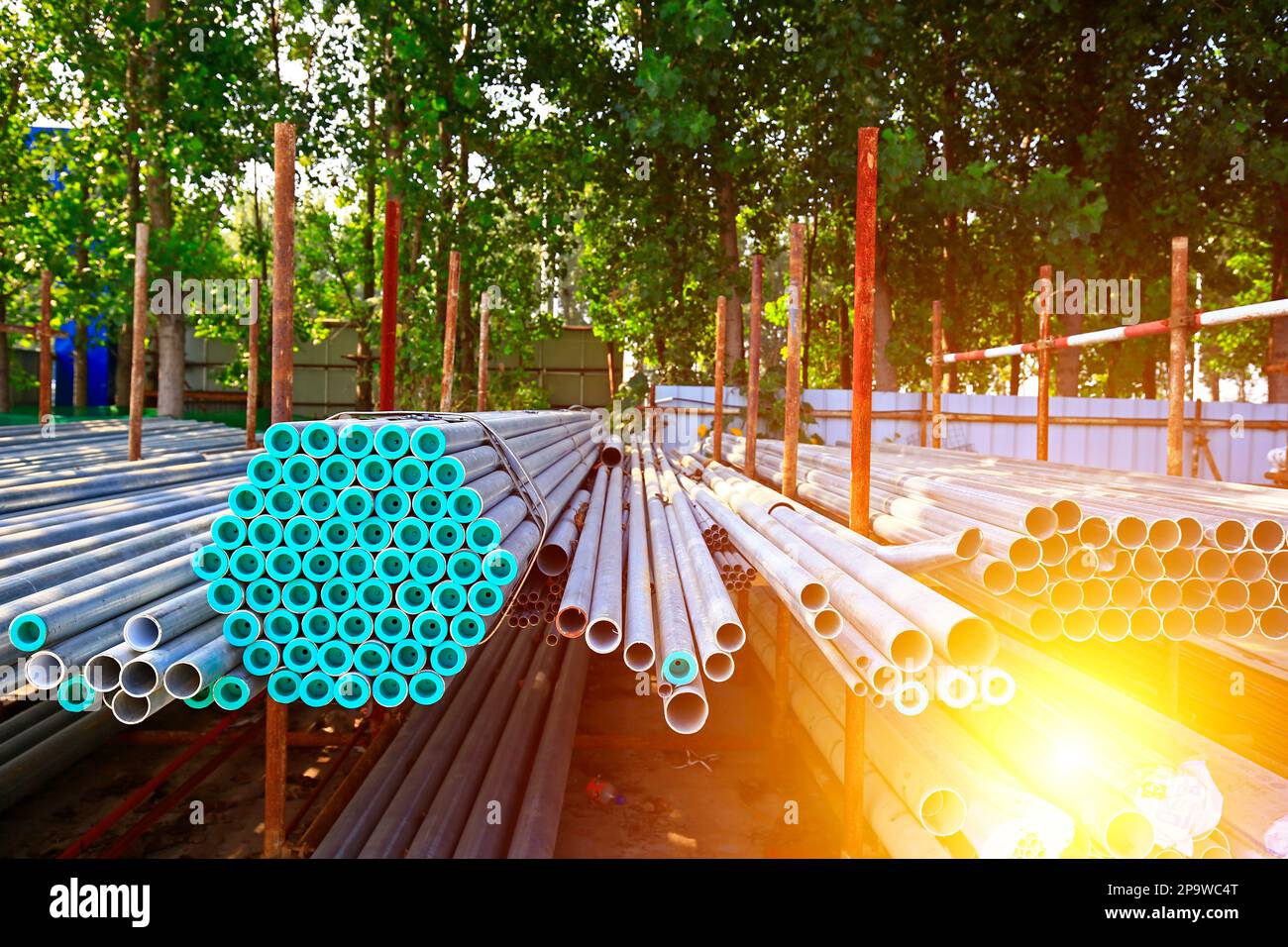 Stacked in the steel tube Stock Photo - Alamy