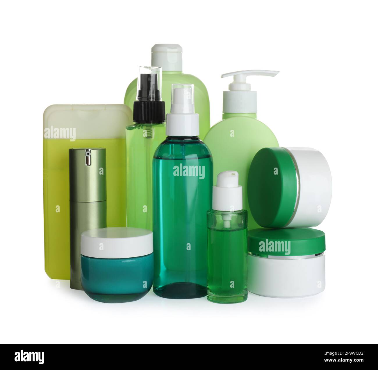 Many different cosmetics products on white background Stock Photo - Alamy