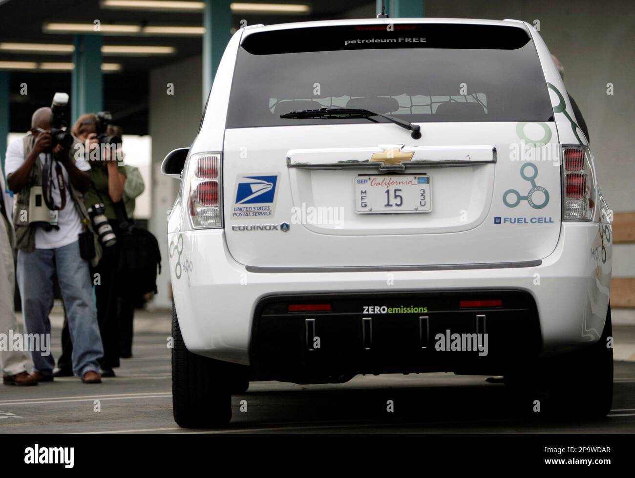 The U.S. Postal Service (USPS) displays a hydrogen fuel cell vehicle it ...