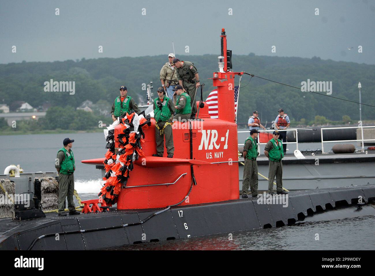 The U.S. Navy research submarine NR-1 arrives at her berth at the U.S ...