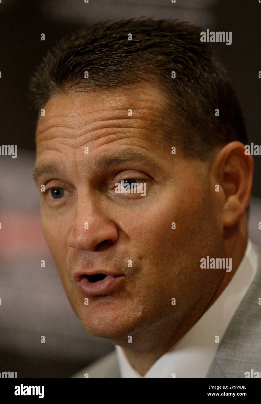 Iowa State coach Gene Chizik speaks to reporters during the Big 12 ...
