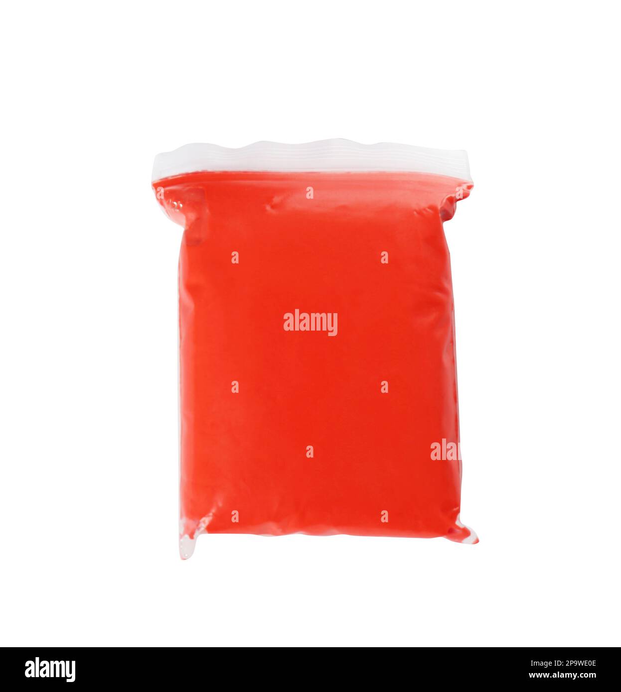 Package of red play dough isolated on white, top view Stock Photo - Alamy