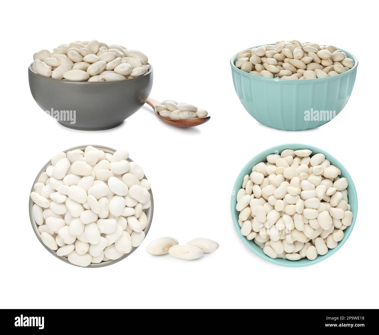 Set with uncooked beans on white background Stock Photo - Alamy