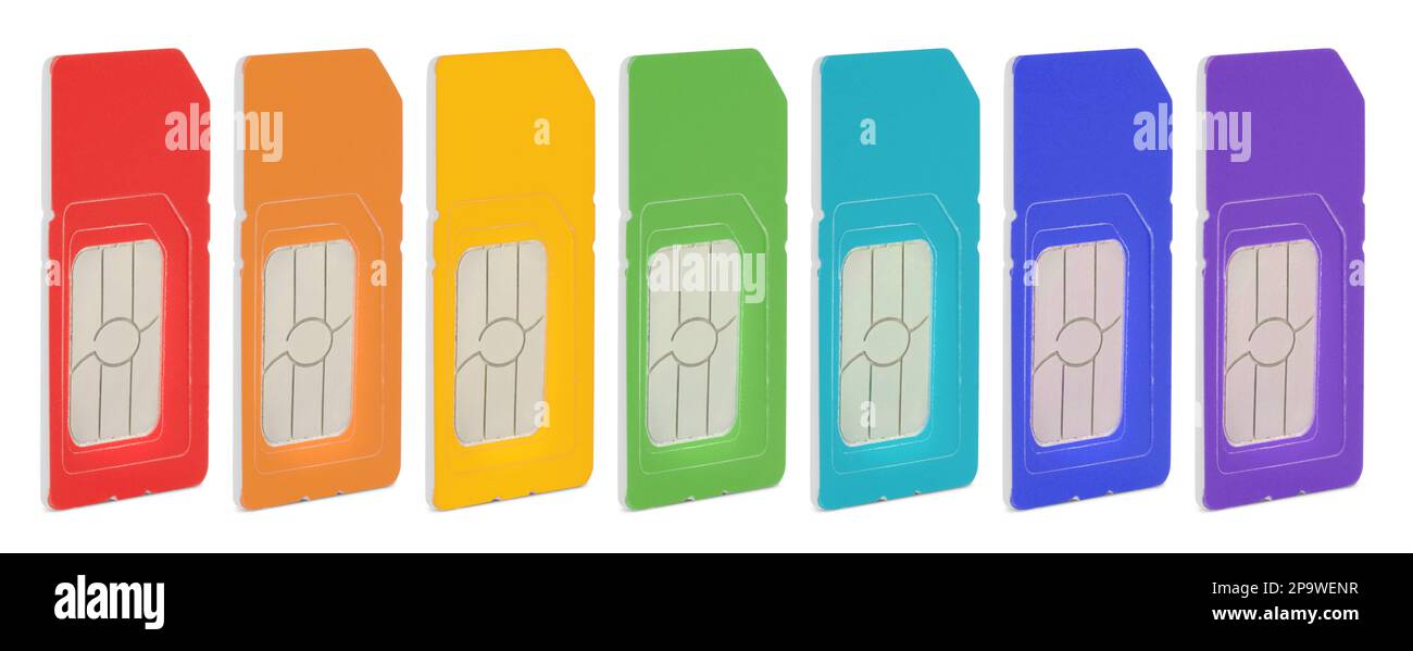 Set with different SIM cards on white background. Banner design Stock ...