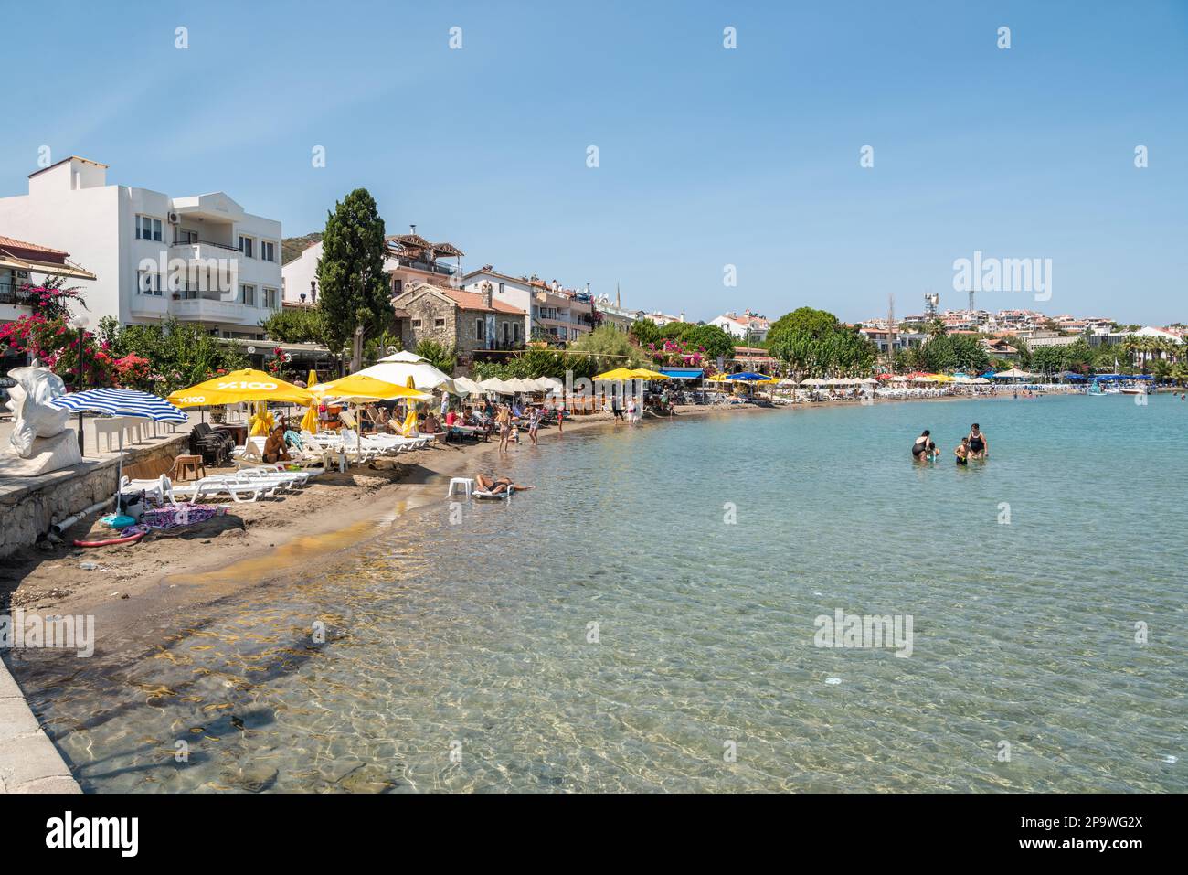 Datca, Mugla, Turkey – August 19, 2022. Kumluk Plaji beach in Datca ...
