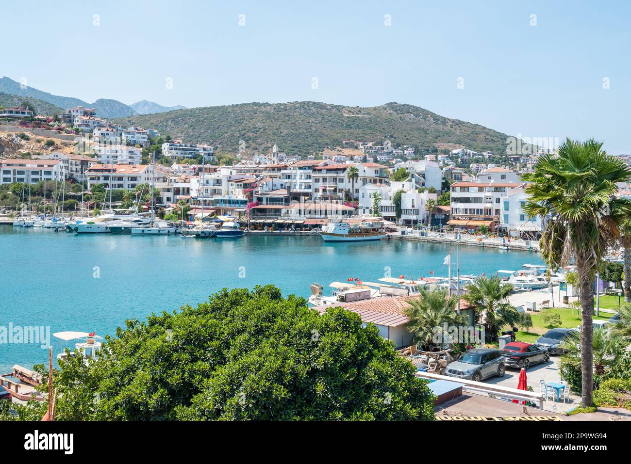 Datca, Mugla, Turkey – August 19, 2022. Waterfront in Datca resort town ...