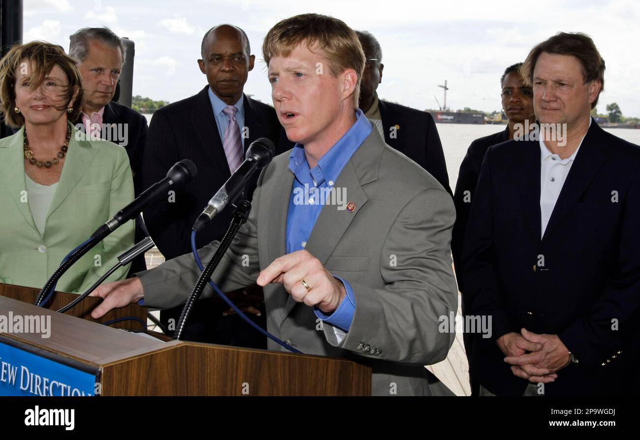 Rep. Don Cazayoux, D-La., center, accompanied by House Speaker Nancy ...