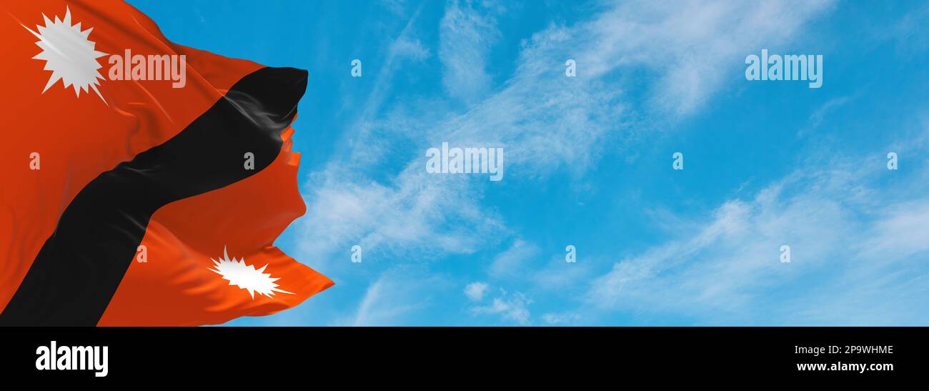 official flag of Coast Guard Commander Turkey at cloudy sky background ...
