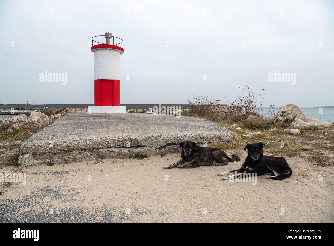 Small lighthouse in Karaburun neighborhood of Istanbul province in ...