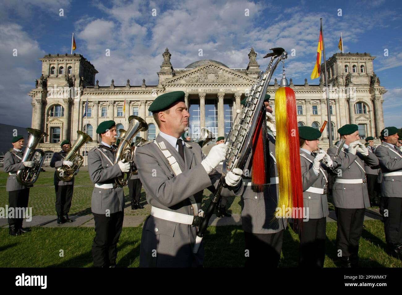 A German military music band plays before the oath taking of 500 ...