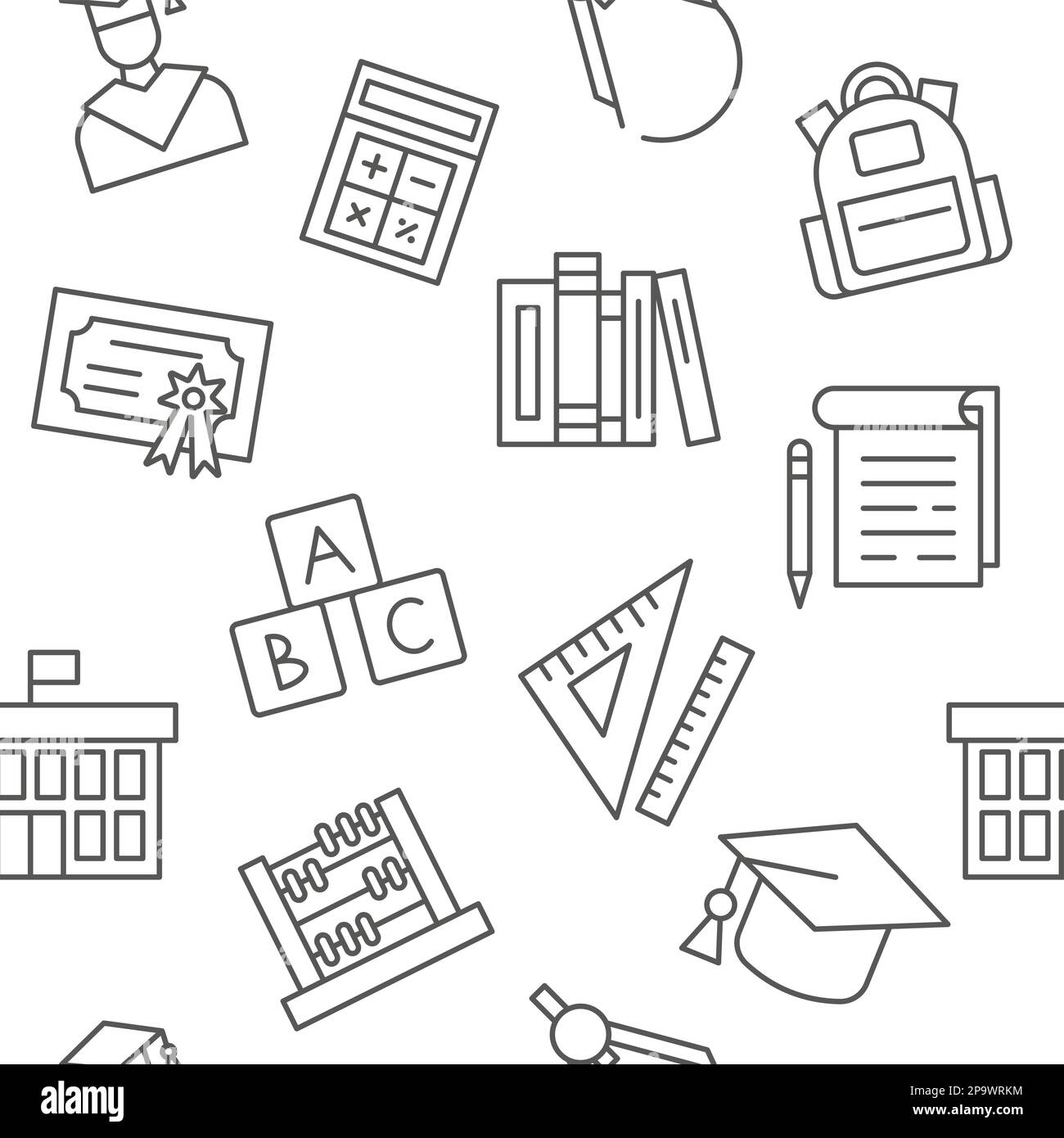 Back to school doodle pattern. Books and stationery. College education ...