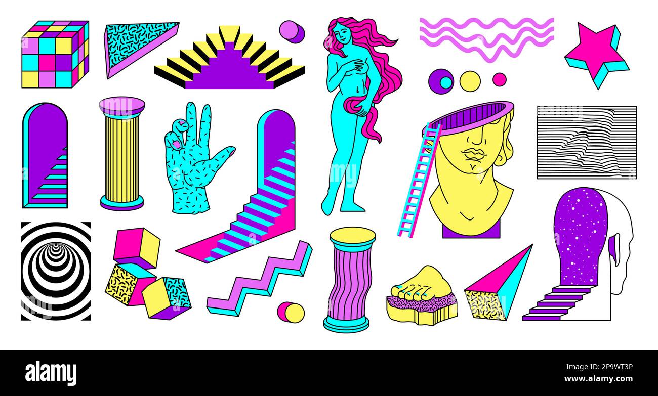 Cool sculpture stickers, statue elements. Crazy funny artwork, trippy ...