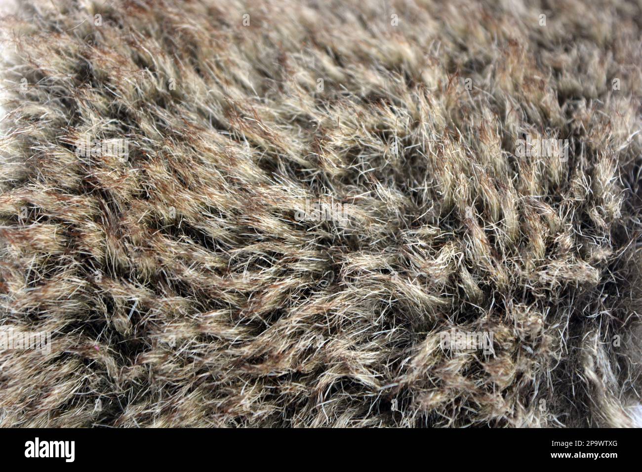 Fluffy synthetic fabric in the form of natural cinnamon yellow fur with ...