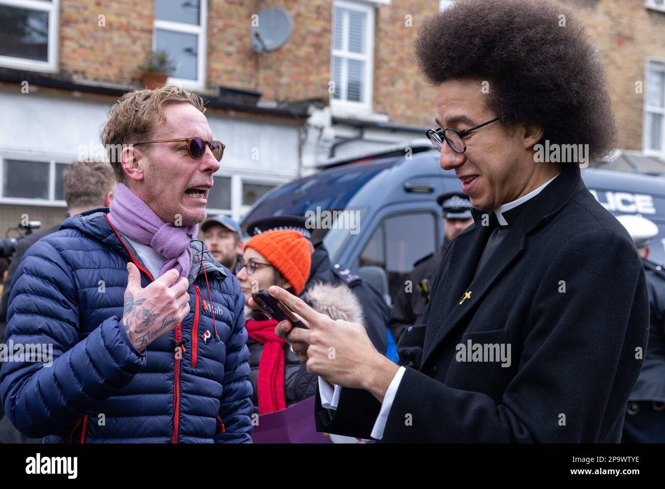 London, UK. 10th March, 2023. Laurence Fox (l), actor and leader of the ...