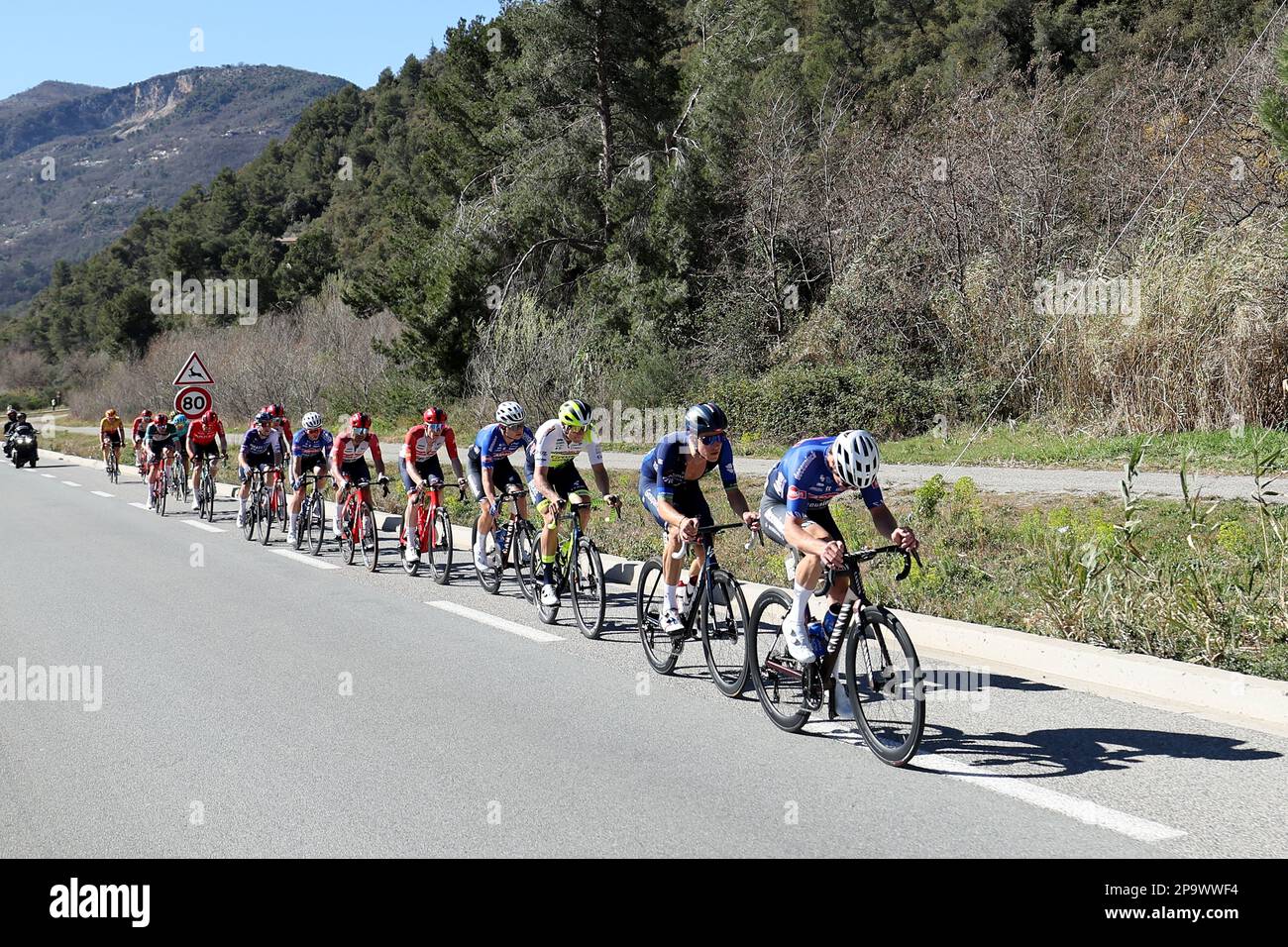 Leading group of riders and pictured during stage 7 of the 81st edition ...