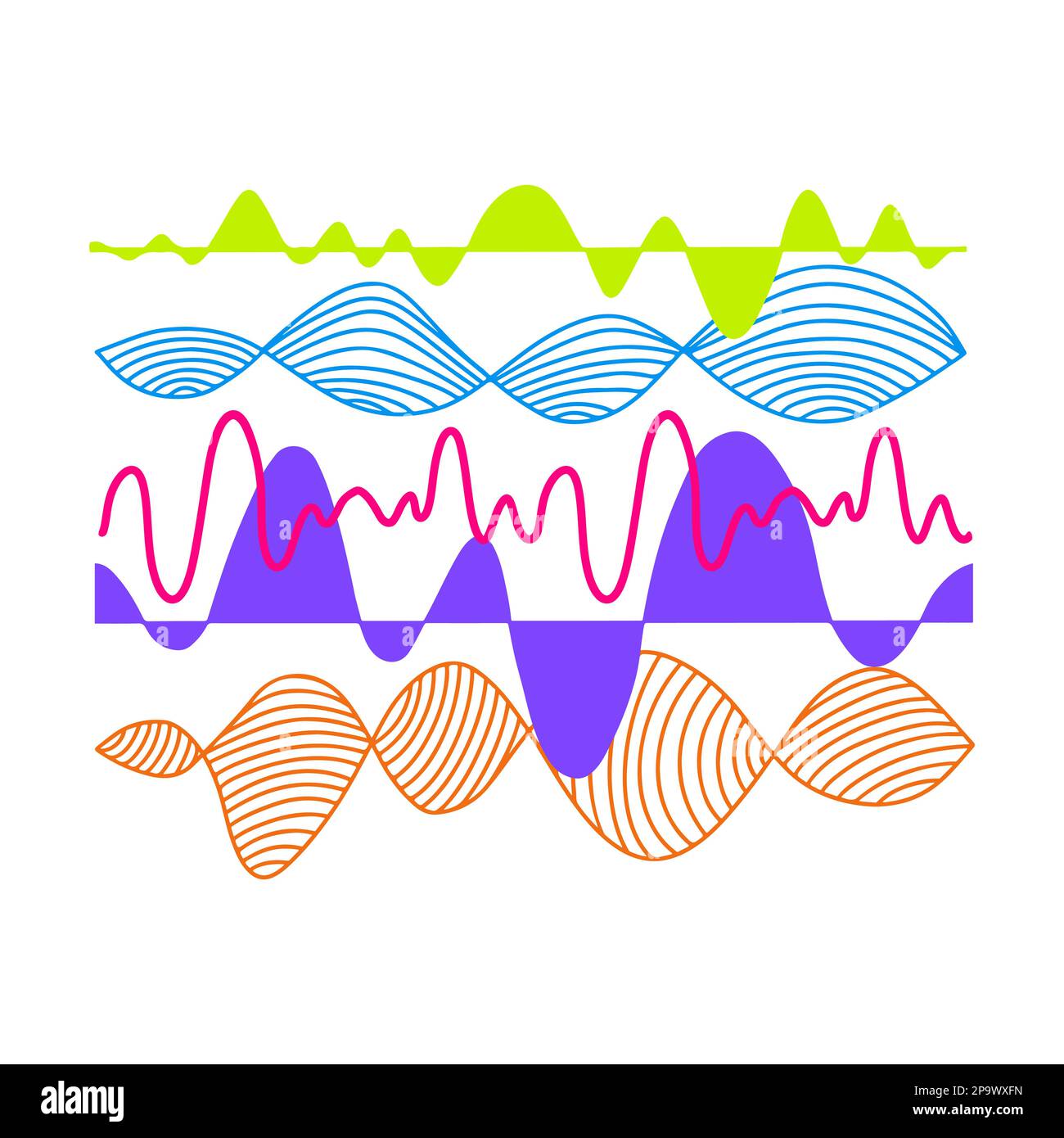 Set of different types of waves. Abstract geometric elements Stock ...