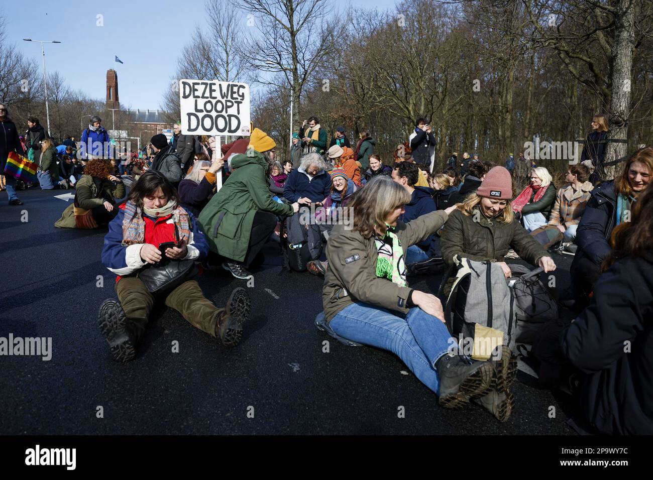 THE HAGUE - Extinction Rebellion (XR) climate activists block the A12 ...