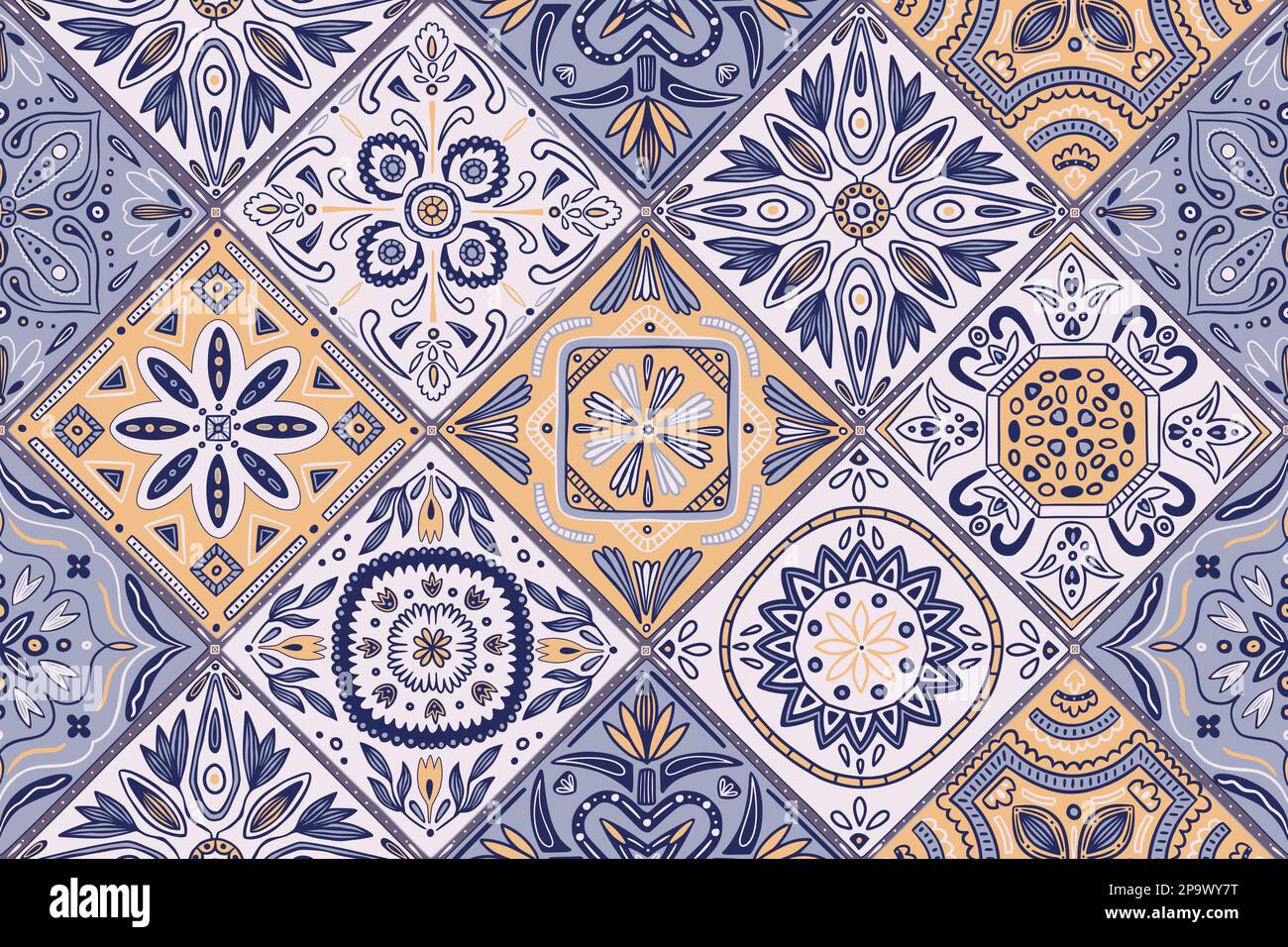 Ceramic tile pattern, mosaic decor. Floral print for wall in vintage ...