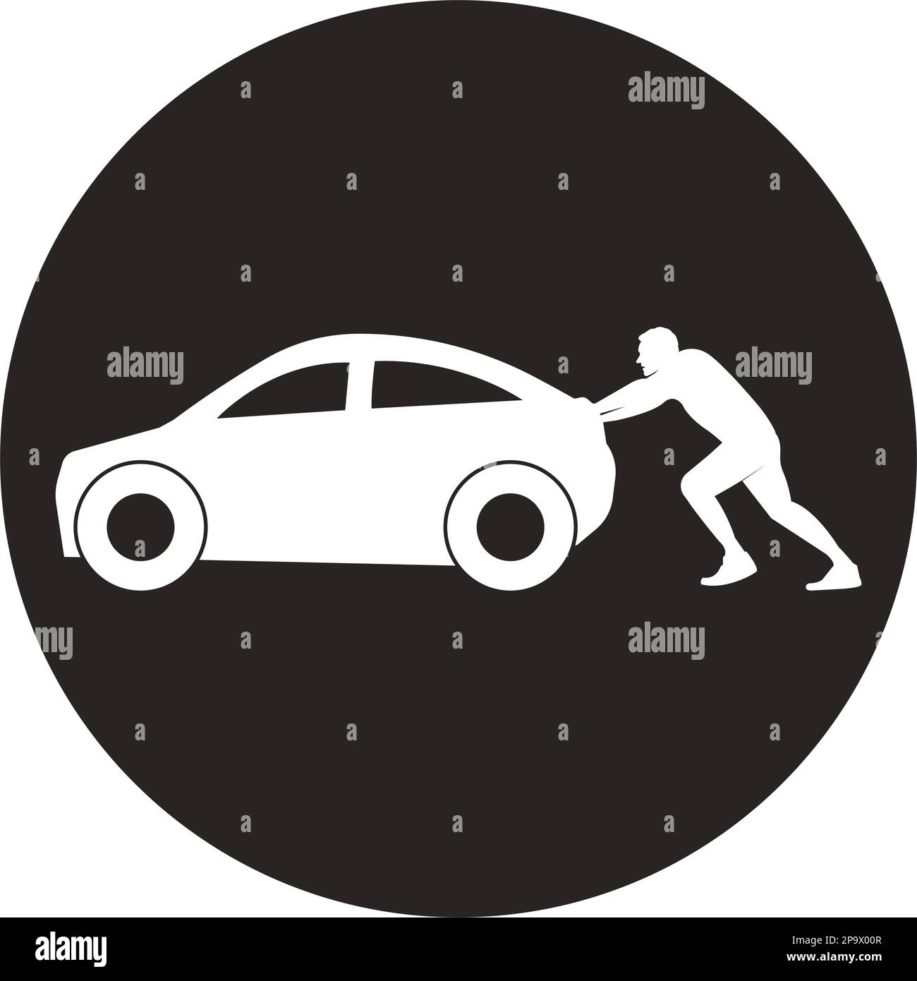 the car icon broke down or pushed the car vector illustration flat ...