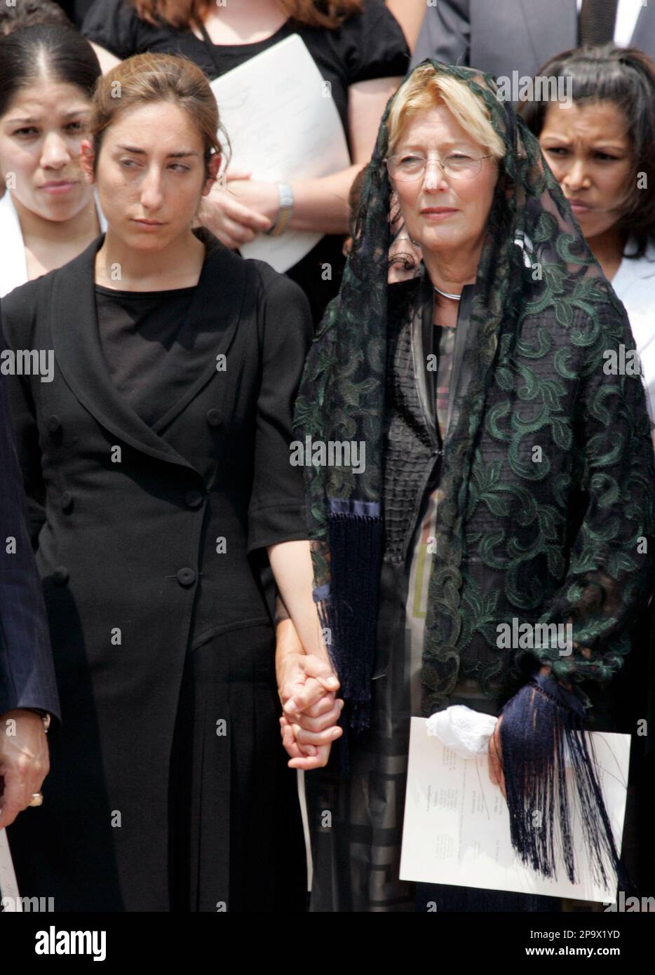 Katrin DeBakey, right, leaves the memorial service for her husband ...