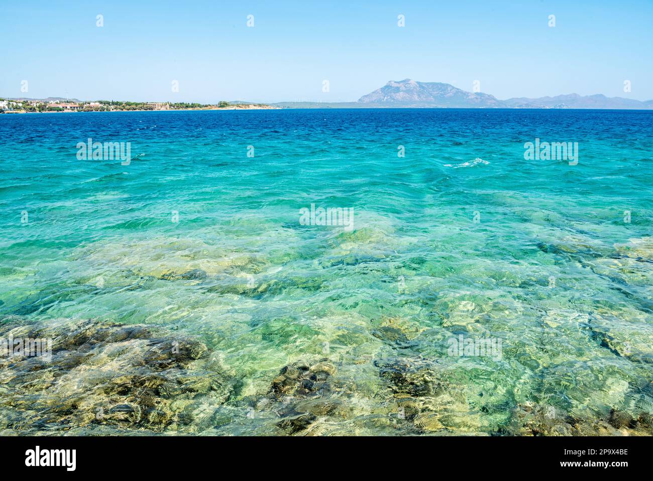 Crystal clear waters of the Mediterranean Sea in Datca resort town of ...