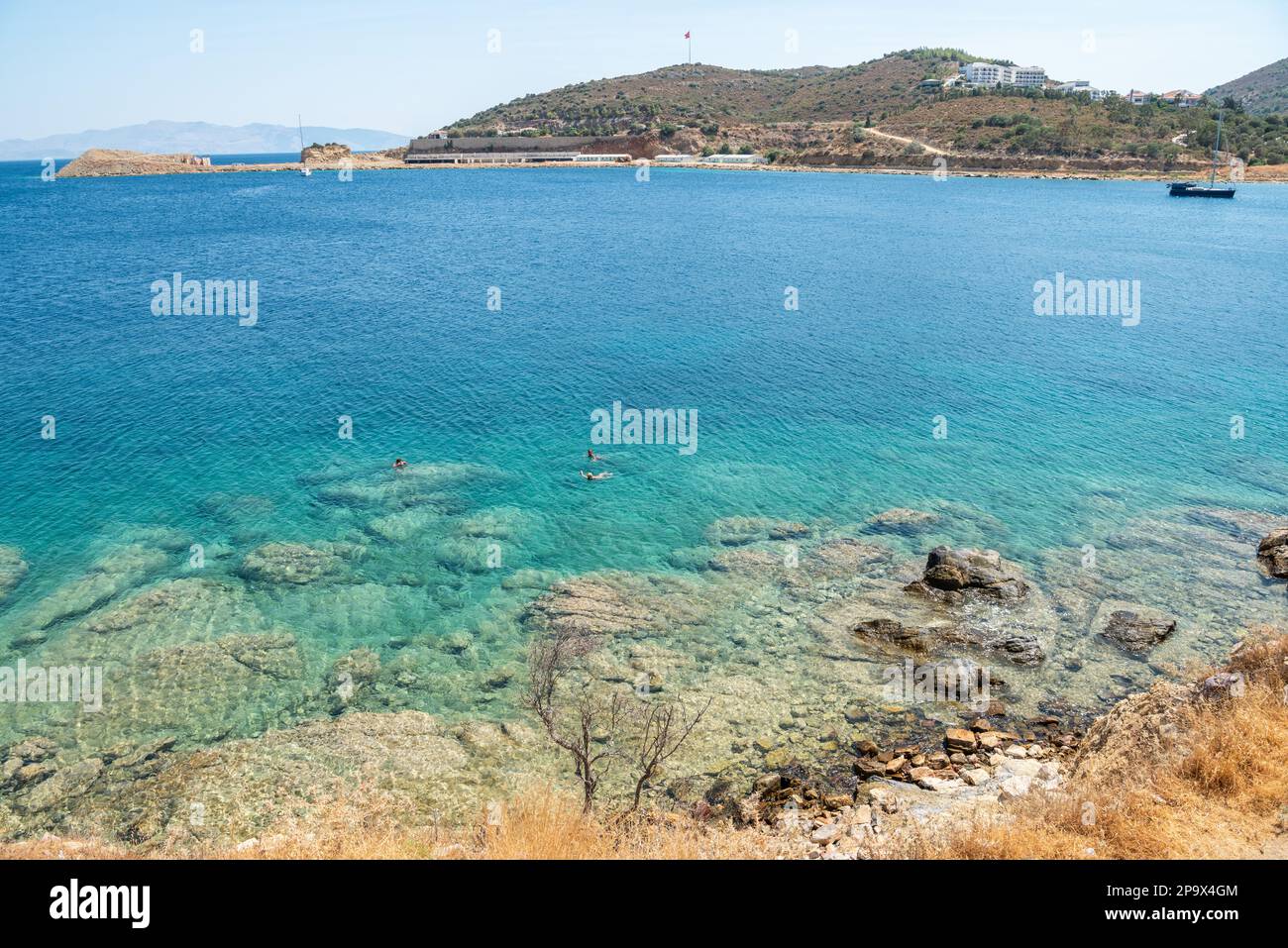 Coastline in Datca resort town of Mugla province of Turkey. View with ...