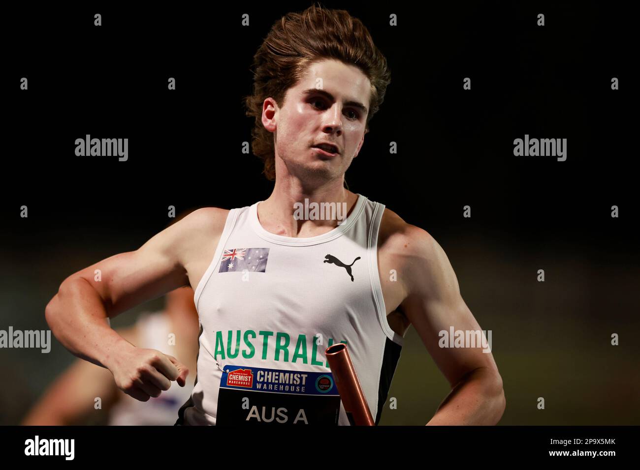 Rohan Browning wins the Men 4x100 Metres Relay for Australia A during ...