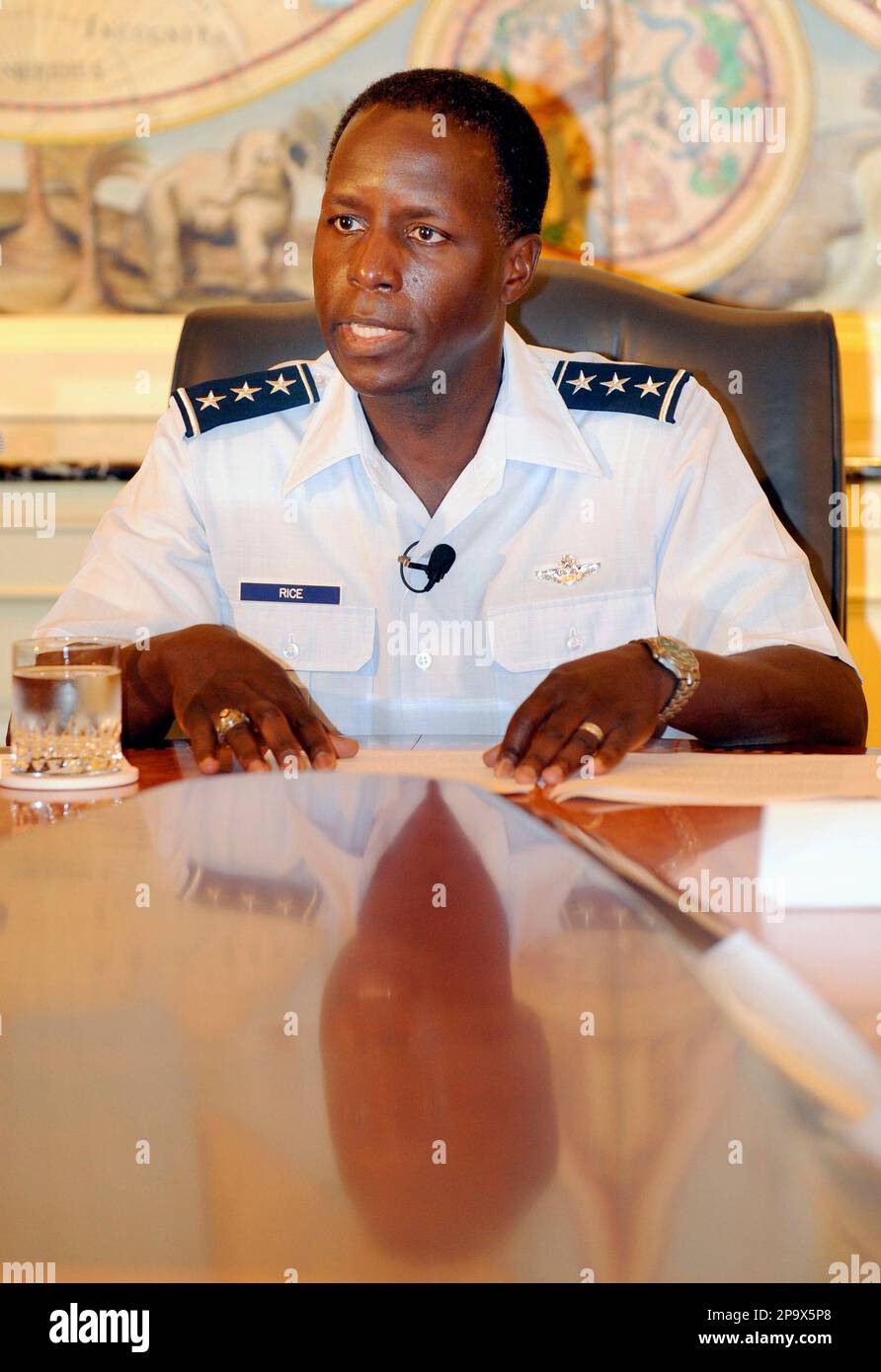 Lt. Gen. Edward A. Rice, the commander of U.S. Forces Japan, talks to ...