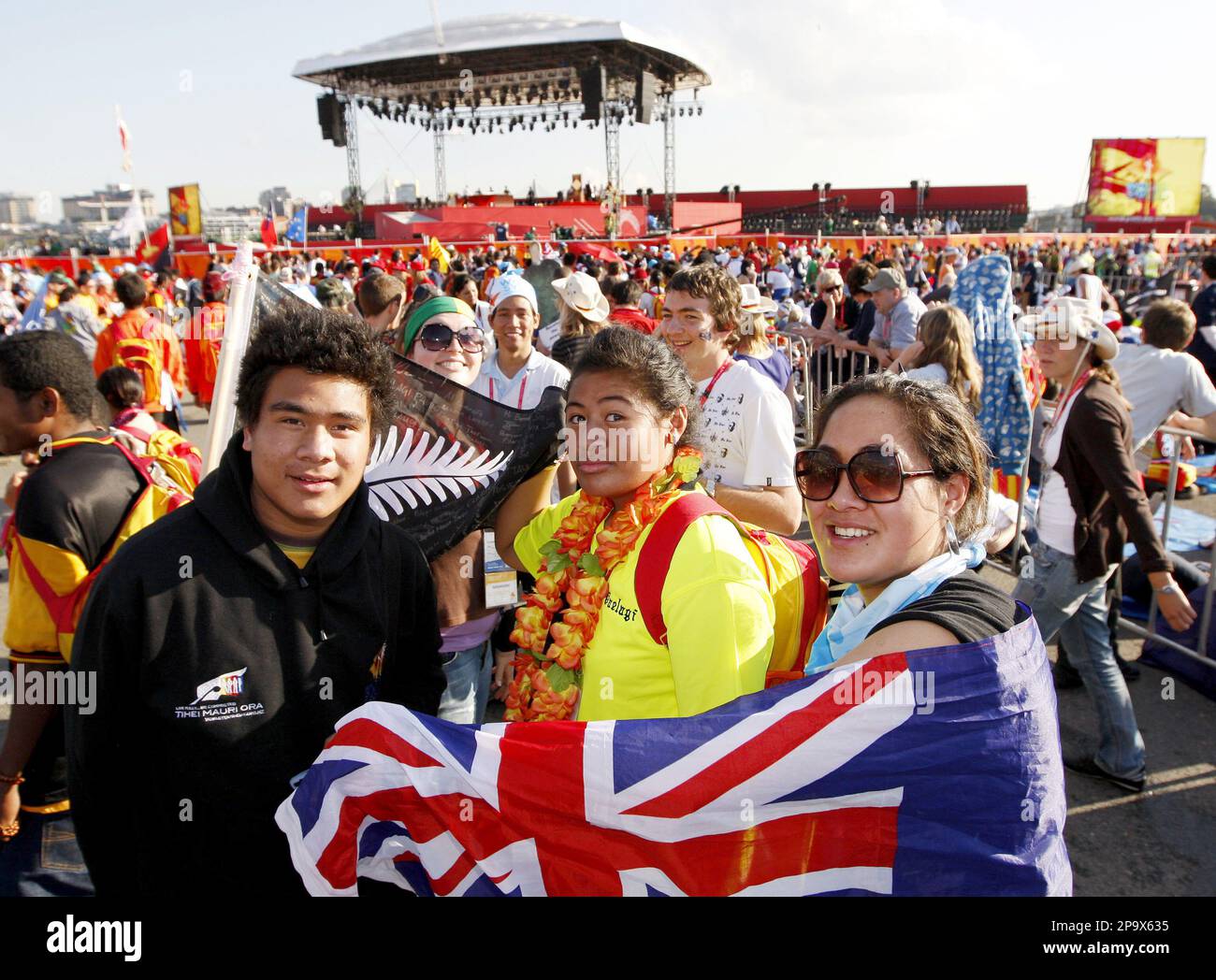 New Zealand pilgrims, from left, Jadrah Tupui, Maureen Paulo and ...