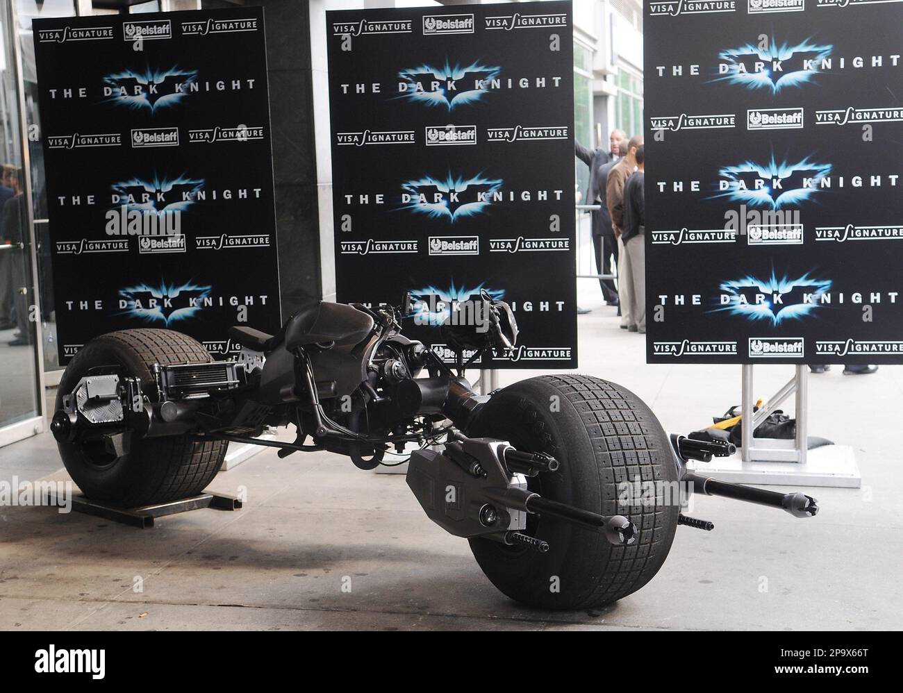 The "Batcycle" is on display at the world premiere of "The Dark Knight ...