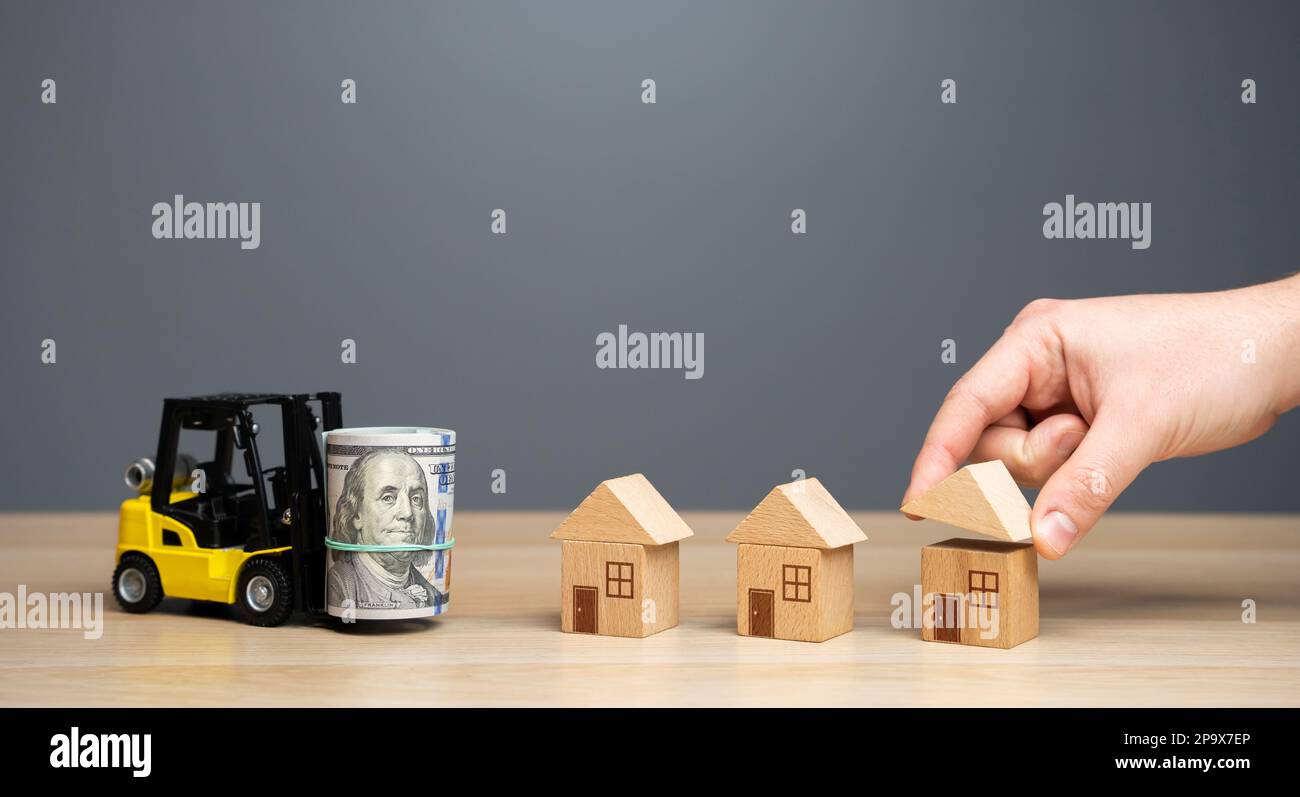 Construction of residential buildings. Build new houses. Big ...