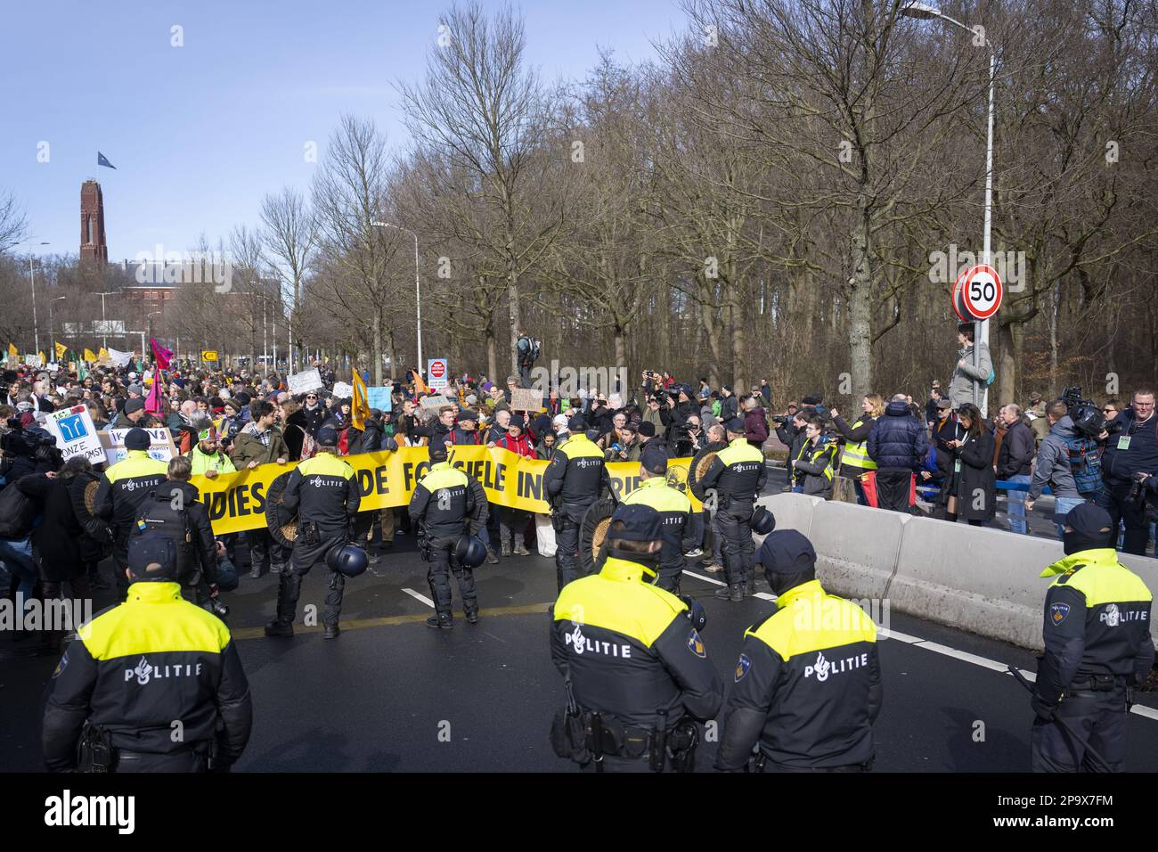 THE HAGUE - Extinction Rebellion (XR) climate activists block the A12 ...