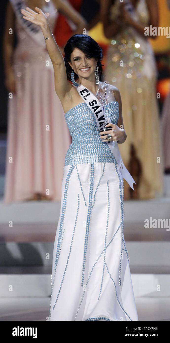 Miss Universe 2008 contestant Rebeca Moreno, of El Salvador waves after ...