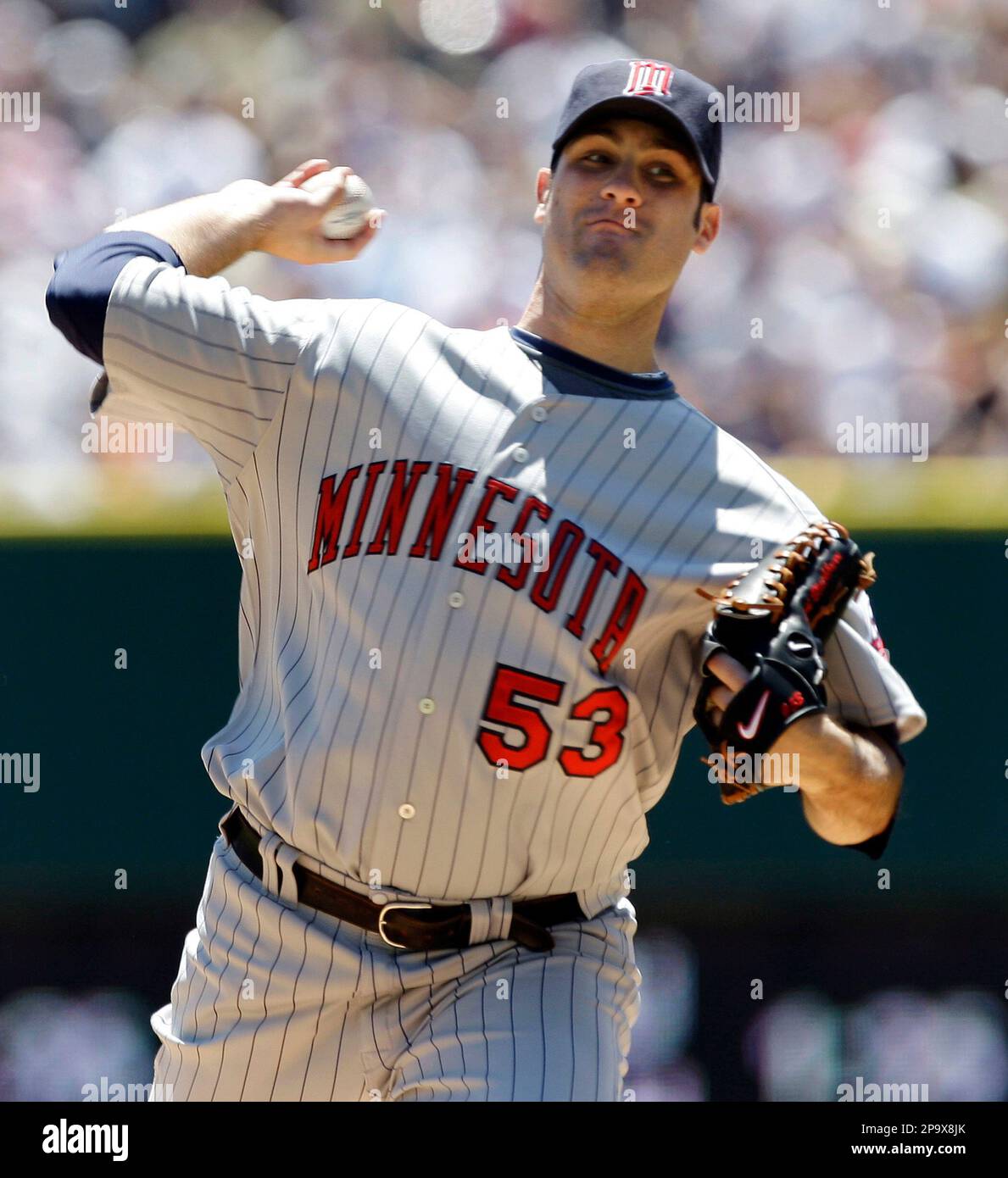 Minnesota Twins pitcher Nick Blackburn throws against the Detroit ...