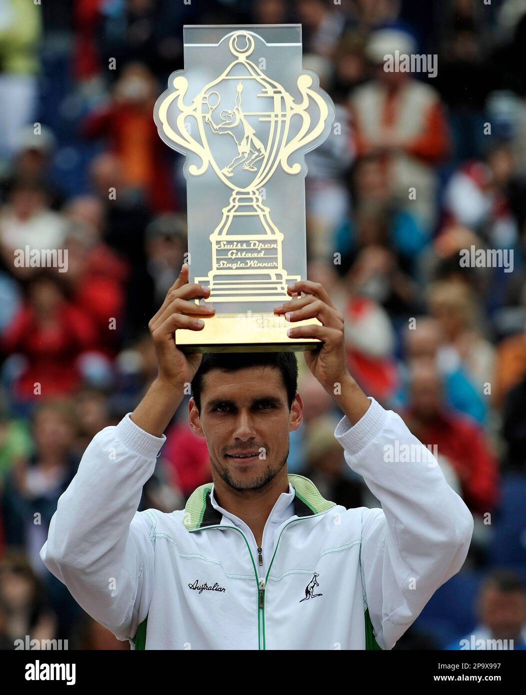 Victor Hanescu from Romania celebrates his victory after the final ...